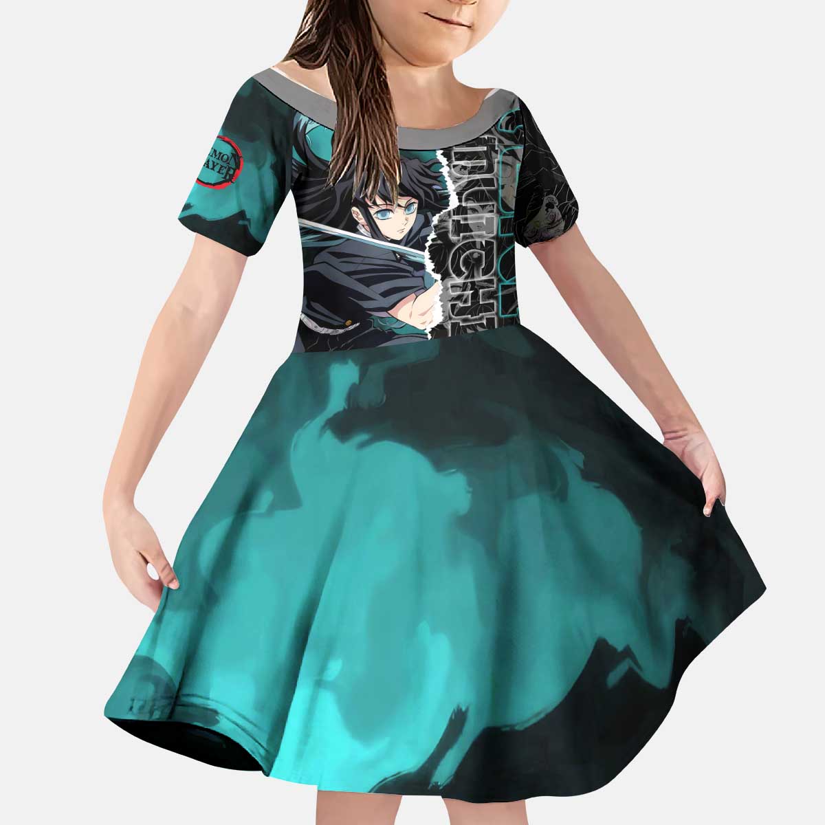 Muichiro Tokito Demon Slayer Kid Short Sleeve Dress with Mist Hashira ...