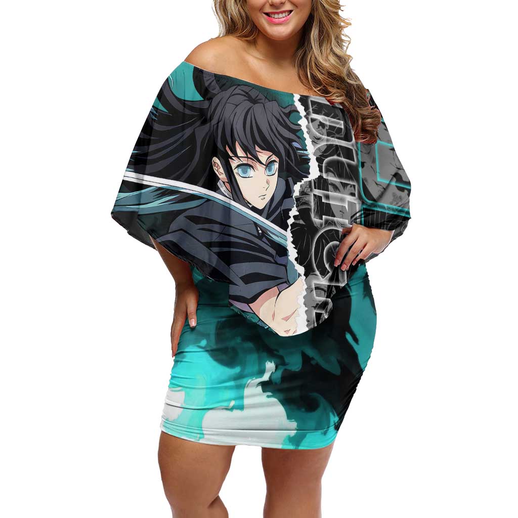 Muichiro Tokito Demon Slayer Off Shoulder Short Dress with Mist Hashira ...