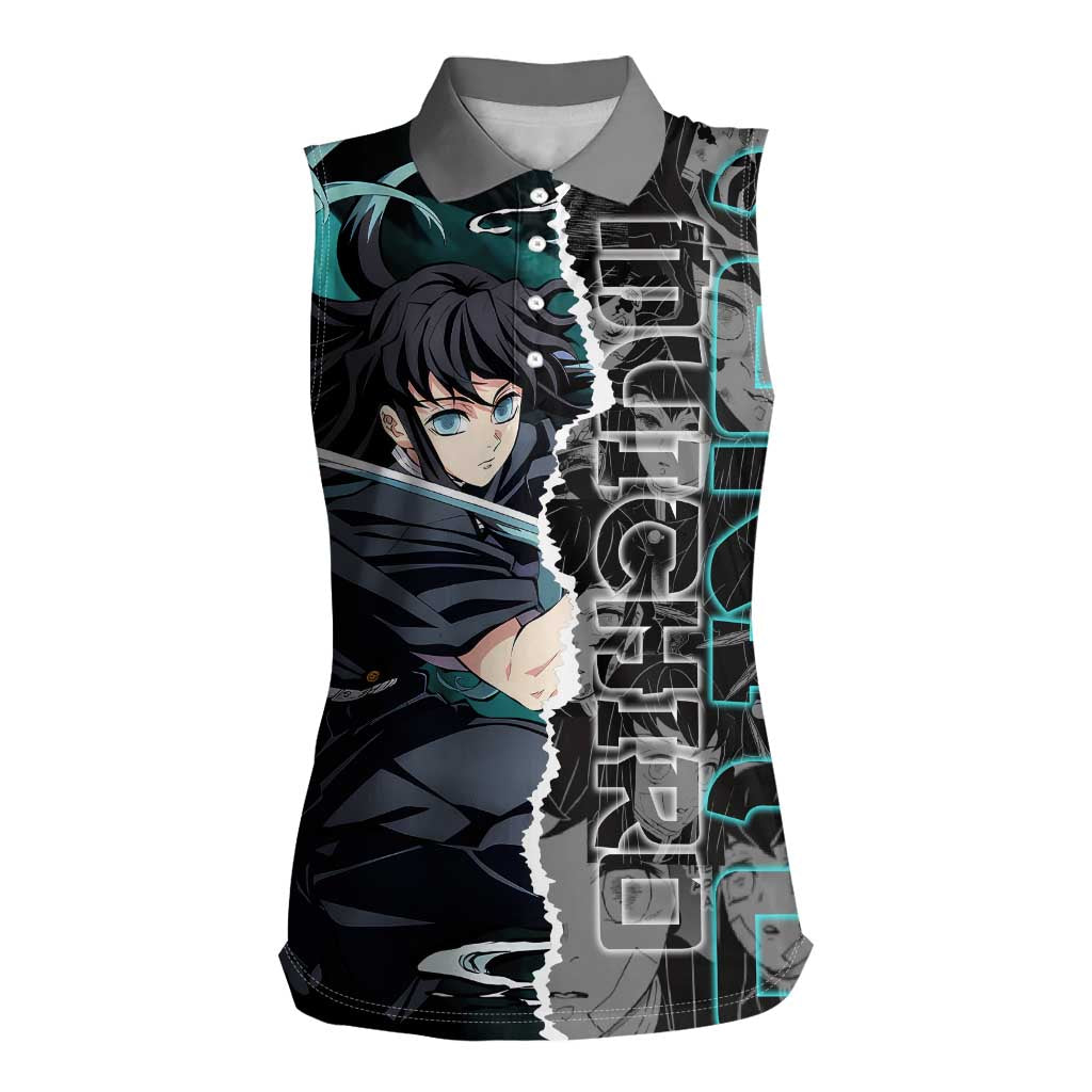 Muichiro Tokito Demon Slayer Women Sleeveless Polo Shirt with Mist ...