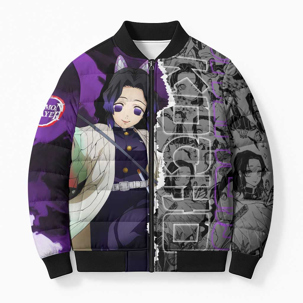 Shinobu Kocho Demon Slayer Bomber Puffer Jacket with Insect Hashira ...