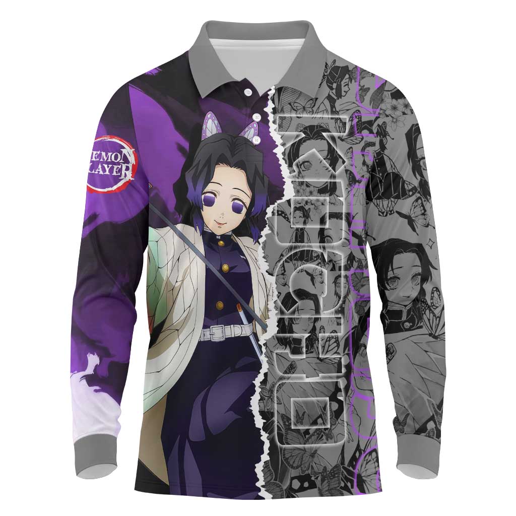 Shinobu Kocho Demon Slayer Long Sleeve Polo Shirt with Insect Hashira ...