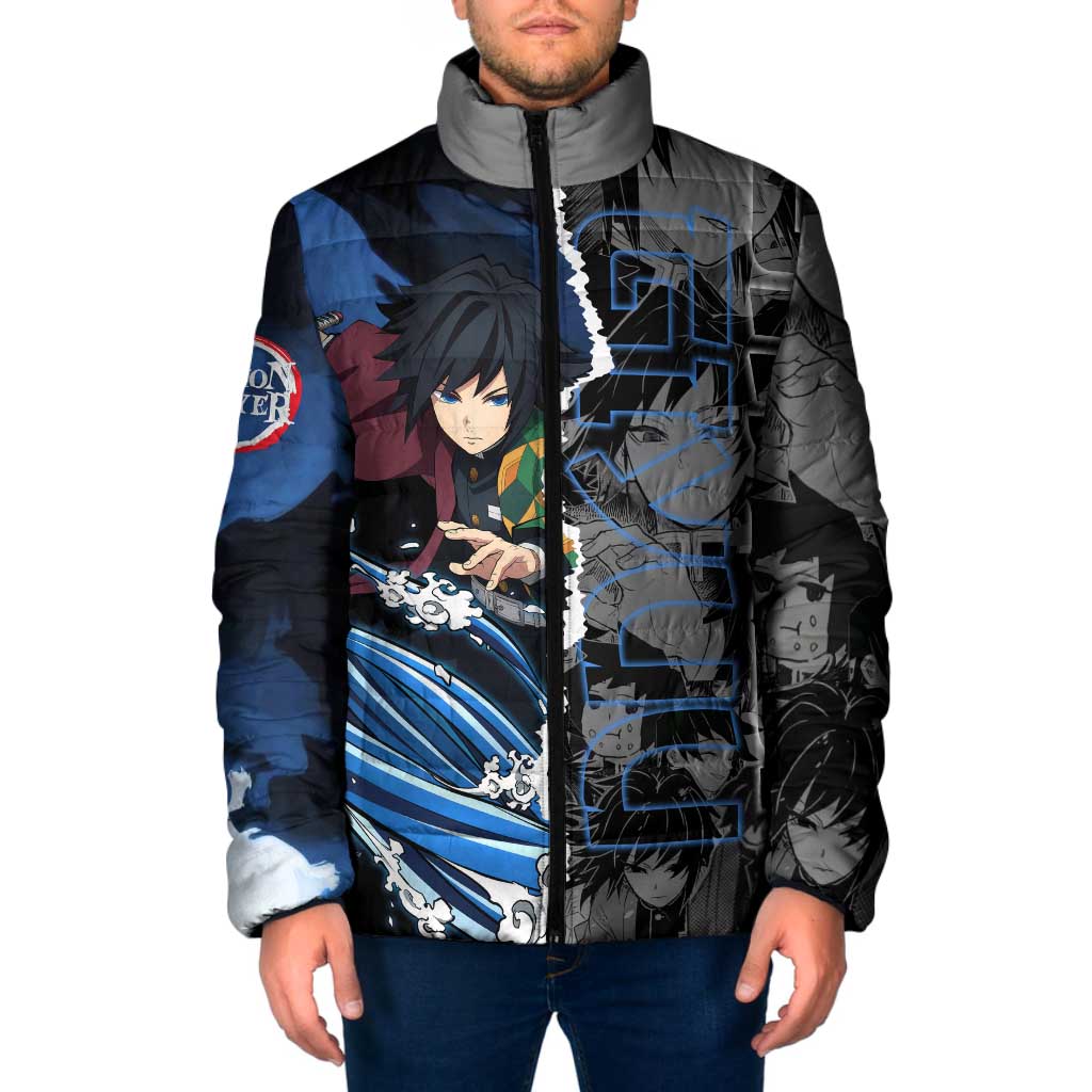 Giyu Tomioka Demon Slayer Padded Jacket with Water Hashira Sword Pose ...