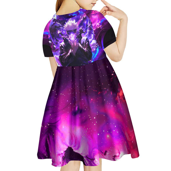 Trippy Gojo Satoru Jujutsu Kaisen Kid Short Sleeve Dress Anime Style TS04