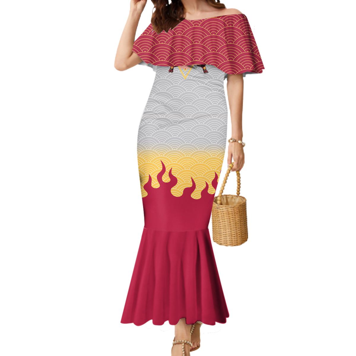 Rengoku Kyoujurou-Demon Slayer Mermaid Dress Anime Mix Japan Pattern ...