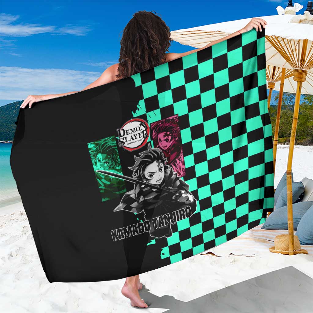 Tanjiro Kamado from Demon Slayer Sarong with Green Black Checkered ...