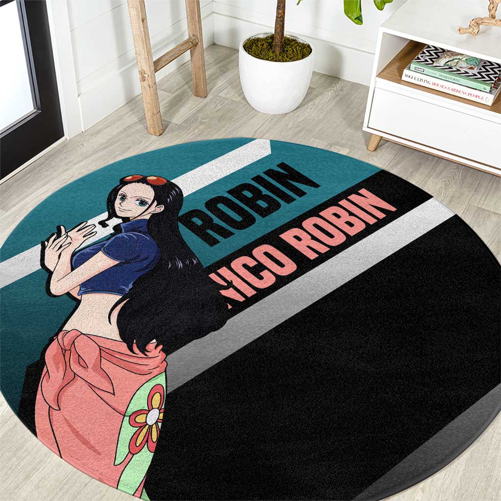Nico Robin One Piece Round Carpet with Elegant Pose and Archaeologist ...