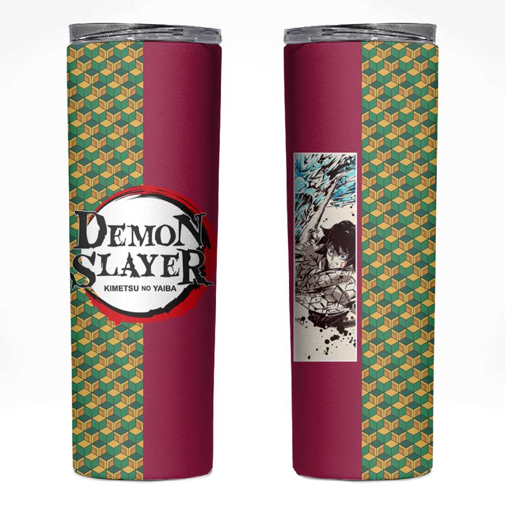 Giyu Tomioka Demon Slayer Skinny Tumbler with Red Green Geometric ...