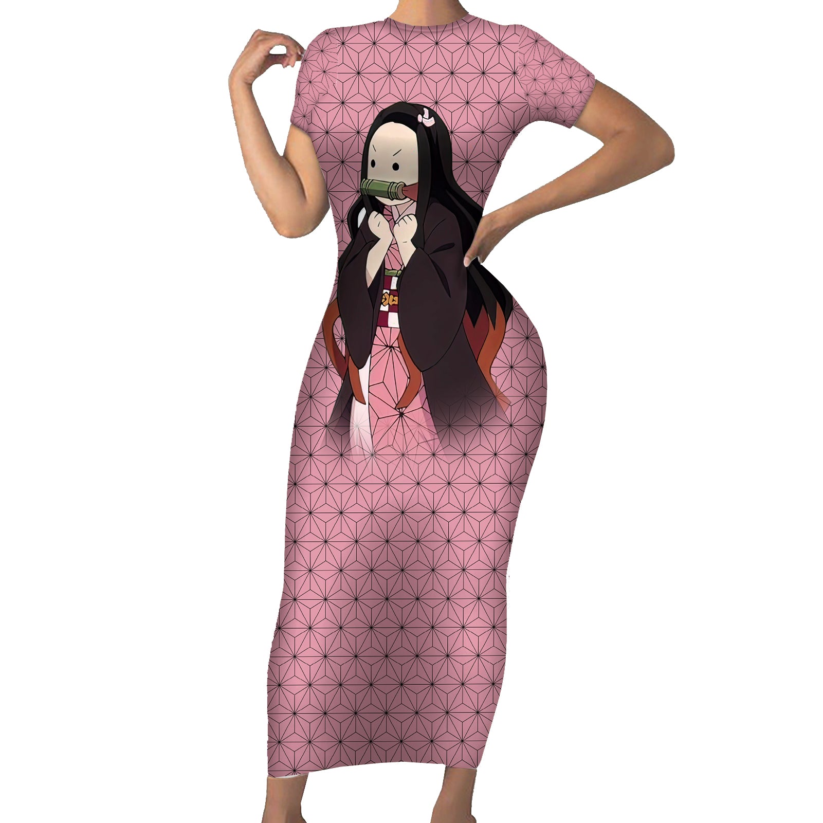 Kimetsu Nezuko Demon Slayer Short Sleeve Bodycon Dress Anime Funny ...